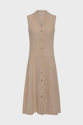 Gerard Darel Robe midi en lin sans manche - Naturel