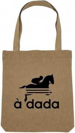 Fabulous Sac Shopping Tote Bag Aspect Lin - A dada Cheval Equitation Parodie - Sac de Courses Toile Epaisse 360g Beige Naturel Cabas Port&eacute; Epaule Solide Imprim