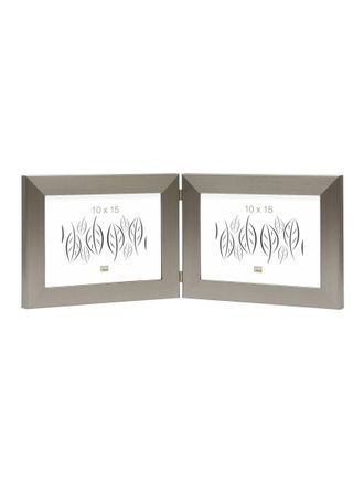 Deknudt Frames S41VD1-H2H-10.0X15.0 Bilderrahmen, aufklappbar, für 2 Fotos, Querformat, silberfarben 19,4 x 15,1 x 1,6 cm