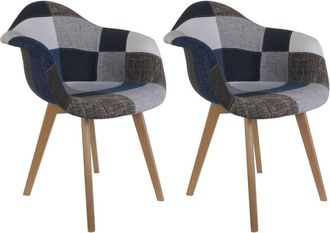 Altobuy Altobuy - damas - Lot de 2 Fauteuils Patchwork Bleu et Gris