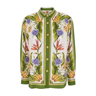 Farm Rio Farm Rio, Femme, Blouses et Chemises, Multicolore, Taille: 42 FR Tropical Scarf Shirt