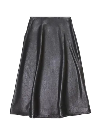 Balenciaga Leather A-Line Skirt - Black