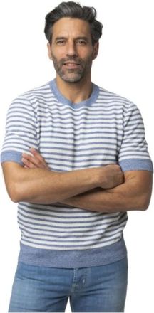 Gran Sasso Homme, Pulls, Bleu, Taille: L T-shirt en maille textur&eacute;e &agrave; manches courtes
