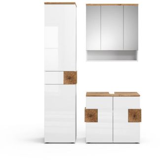 Vicco Badm&ouml;bel-Set Eden, Wei&szlig;, 3 Teile, mit Hochschrank, Vicco