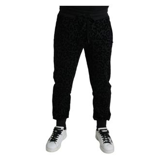 Dolce & Gabbana Homme, Pantalons, Noir, Taille: L Joggers l&eacute;opard &eacute;l&eacute;gants pour hommes