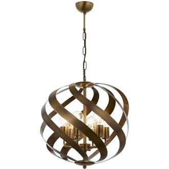 Opviq Vintage Industrial Chandelier, Metal Body, 75 cm Height, 40 cm Diameter, 6 x E27 Max 40W, Brown Solid Color | Glamorous Modern Lighting for Home