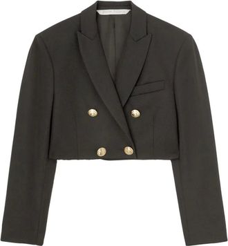 Palm Angels Femme, Vestes, Gris, Taille: 36 FR Cropped Double-Breasted Blazer