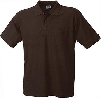 James & Nicholson Polo Maille piquée Manches Courtes Poche Poitrine (XXL, Marron)