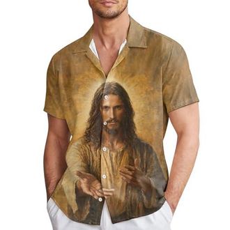 Generico Chemise avec motif et design 3D imprim&eacute; de croix, chemise unique et &eacute;l&eacute;gante, coupe confortable pour occasions d&eacute;contract&eacute;es ou formelles, kaki, XXXL