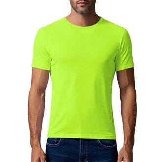 Generic Chemise &agrave; manches courtes pour homme, coupe ajust&eacute;e, col rond, t-shirt en jersey, l&eacute;ger et respirant, coupe classique, couleur unie, t-shirt d&eacute;t&eacute; pour