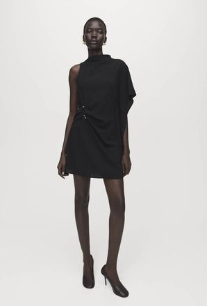 Mango Robe courte manches asym&eacute;triques noir - Femme - XXL - MANGO