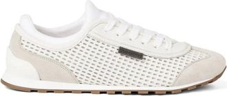 Brunello Cucinelli Femme, Chaussures, Gris, Taille: 36 EU Runners en daim et r&eacute;sille de cerf