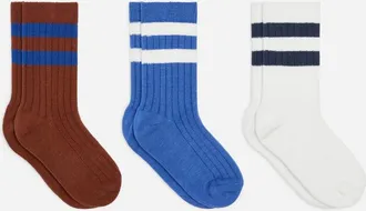 Arket Gerippte Socken 3er-Pack -Blau