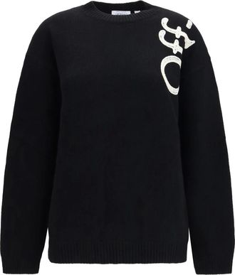 Off-white Pull col rond Bookish &agrave; rayures verticales - Homme - Pulls - Noir - Taille: S
