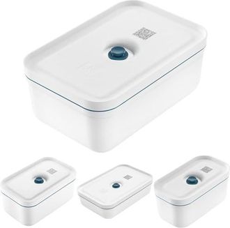 Zwilling Fresh & Save 4-tlg. Vakuum Lunchbox-Set (Lunchbox Größe S, M, L und L flach), Hält Lebensmittel länger frisch, Material: Kunststoff, Farbe: Weiß-La Me