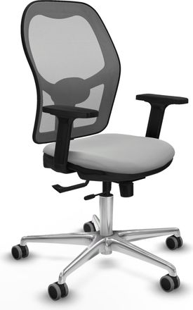 Piqueras y Crespo Grauer Schreibtisch mit 2D-Armlehnen, h&ouml;henverstellbare Lendenwirbelst&uuml;tze, ausgestattet mit Syncro/Traslack und Schaumstoff, Rollen 65 mm, Parkett, G