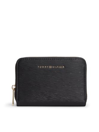 Tommy Hilfiger Geldb&ouml;rse TOMMY HILFIGER TH MODERN COMPACT ZA, Damen, schwarz, Lederimitat, Strukturmuster, unifarben, Basic, Kleinlederwaren, Damen Geldbeutel, Porte