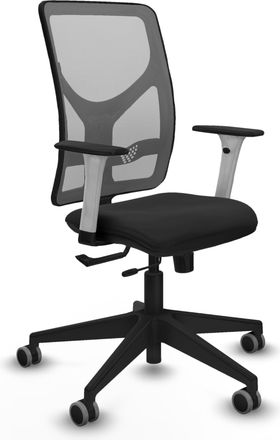 Piqueras y Crespo B&uuml;rostuhl schwarz mit wei&szlig;en und schwarzen Armlehnen, h&ouml;henverstellbare Lendenwirbelst&uuml;tze, ausgestattet mit Syncro/Traslack und Schneideschaum, Grau/