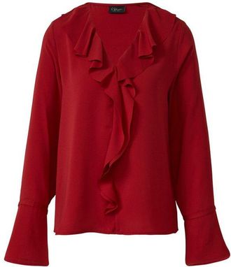 s.Oliver Langarmbluse Bluse Volant-Bluse mit langen &Auml;rmeln und Manschetten-Detail