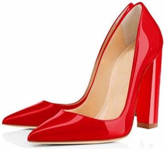 Generic Escarpins &eacute;pais &agrave; Enfiler pour Femmes, Chaussures habill&eacute;es &agrave; Bout Pointu et &agrave; Talons Hauts, Confortables et &agrave; Bout ferm&eacute; en Cuir pour soir&eacute;es et Trav