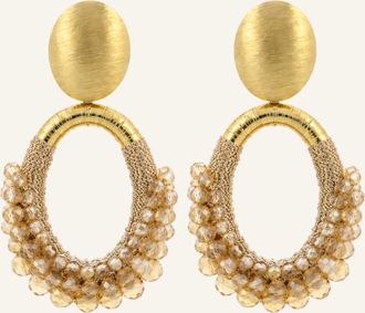 Lott. Gioielli Lott.Gioielli Ohrh&auml;nger Nyra Ce Si Oval Deluxe Half Beaded M Champagne By Glambou gold