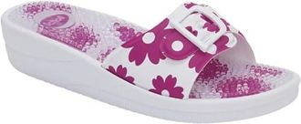 Scholl NEW MASSAGE, Ciabattte, Donna, Bianco - Fucsia, Fantasia fiori, 39