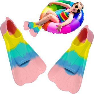 Generic Silikon-Schwimmflossen - kurze Trainingsflossen, professionelle, langlebige Schuhe, die die Wasserleistung verbessern, Schwimmzubeh&ouml;r f&uuml;r Jugendliche 