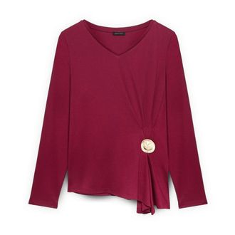 Fiorella Rubino Jersey-T-Shirt mit Wickeldesign - - Blouses & Shirts - Damen - Rot - XL