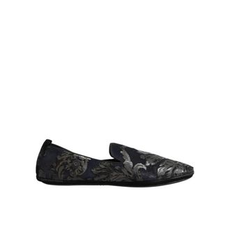 Dolce & Gabbana Homme, Chaussures, Noir, Taille: 44 EU Mocassins Slip On en Cuir Jacquard