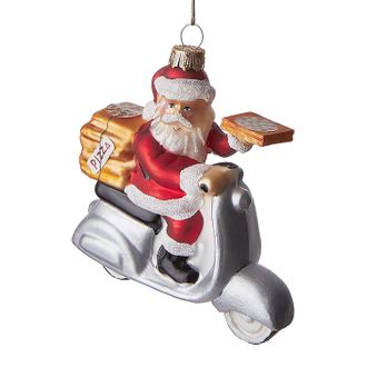 Butlers Weihnachtskugel Motorrad PizzaSanta Hang ON | Christbaumkugel Glas, Weihnachtsbaumschmuck lustig, kreative Baumschmuck f&uuml;r Weihnachten, Weihnachtsdeko