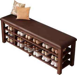 Generic Schuhaufbewahrungsbank für Eingangsanlage für Haustüren Eingangsorganisator Holzschrank mit Sitzmöbeln für Flur Mudroom Dekor braun 100cm