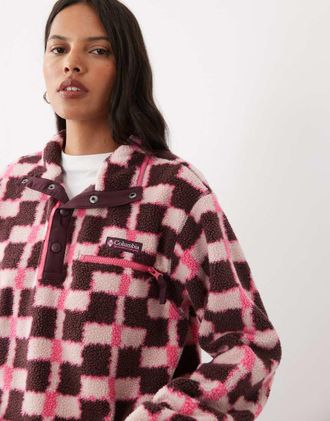 Columbia Helvetia II Geostack Cropped-Half-Snap-Fleece in Pink-Rosa