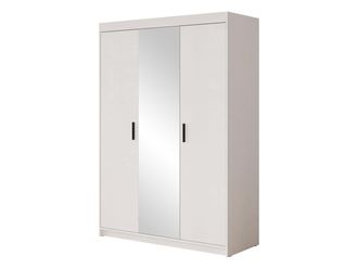 Mirjan24 Kleiderschrank Elena 3D, Dreht&uuml;renschrank, Farbauswahl, 3-t&uuml;rig Schrank, Wei&szlig;, Sonoma, Lefkas (Wei&szlig; mit Spiegel)