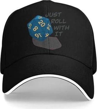 Generic Casquette dHomme, Casquette de Baseball dHomme lav&eacute;e D20 Just Roll avec Casquettes Snapback Trucker Casquette Ajustable Papa Donjon Cadeau