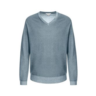 Malo Scollo V Rasato - - Knitwear - Herren - Blau - L