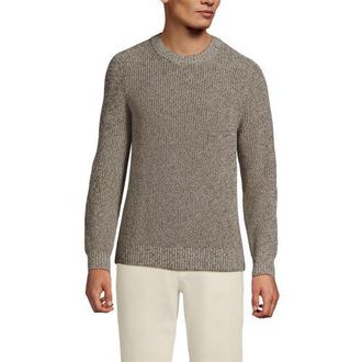 Lands End Melierter Rundhalspullover DRIFTER, Herren, Gr&ouml;&szlig;e:48-50 regular, Braun, Baumwolle, by Lands End