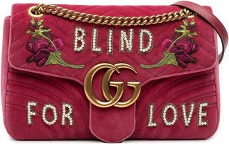 Gucci Hobo Bags - Large GG Marmont Matelasse Velvet Embroidered Blin - Gr. unisize - in Gold - f&uuml;r Damen
