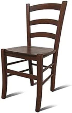 Dmora Klassischer Holzstuhl, f&uuml;r Esszimmer, K&uuml;che oder Wohnzimmer, Made in Italy, cm 44x45h87, Sitzh&ouml;he cm 47, Nussbaumfarbe