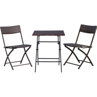 OUTSUNNY Polyrattan Gartenm&ouml;bel Set, Outdoor Lounge Balkonm&ouml;bel f&uuml;r 2 Personen, 3-teilig Sitzgruppe, 2 St&uuml;hle, Tisch, wetterfest Gartenlounge f&uuml;r Garten