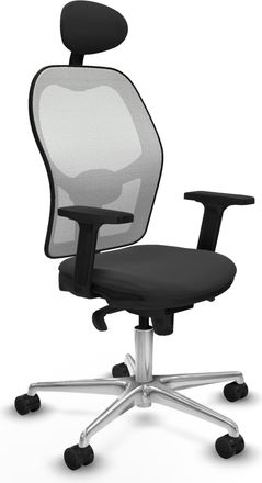 Piqueras y Crespo Jorquera Arbeitsstuhl mit 2D-Armen, h&ouml;henverstellbarer Lendenwirbelst&uuml;tze und festem Kopfteil, ausgestattet mit Sincro 5 Positionen und injiziertem Sc