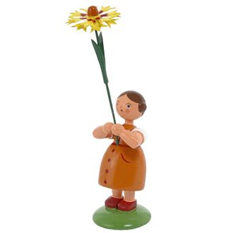 Seiffener Volkskunst Jan Legler | Sommerblumenm&auml;dchen Blumenkinder | Handwerkskunst aus dem Erzgebirge | Holzfigur Fr&uuml;hlingsdeko | 12 cm | mit M&auml;dchenauge