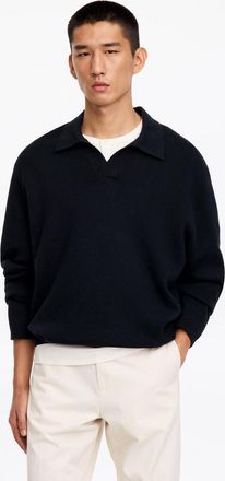 Arket Poloshirt Aus Baumwolle Und Seide -Blau