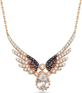 Dkeniz Dkeniz Anhänger mit Kette 925 Sterling Silber rot vergoldet Zirkonia Engel Silberkette