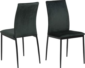 AC Design Furniture Devin Samt-Esszimmerstühle mit Rückenlehne, 4er-Set, minimalistisches Design, Küchenstühle, dunkelgrüner Stoff, Metallbeine, gepolsterte Esszimmerstüh