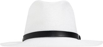 Emporio Armani Femme, Accessoires, Blanc, Taille: 58 CM Chapeau Fedora en raphia tiss&eacute;