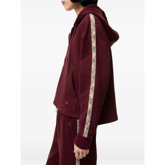 Burberry Check Hoodie - Burgundy