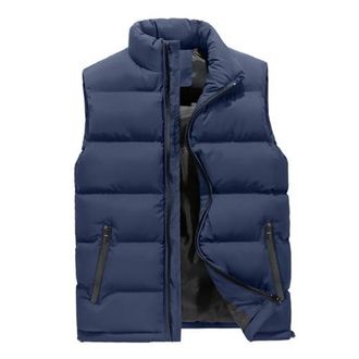 Generic Doudoune Gilet Sans Manches Homme en Hiver Veste Chaude L&eacute;g&egrave;re Manteau Epais de Couleur Unie Homme Doudoune Sans Manche Gilet Ultra L&eacute;g&egrave;re Veste Mante
