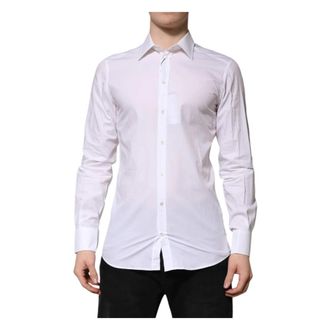 Dolce & Gabbana Wei&szlig;es Gold Langarm Kleid Hemd - - Shirts - Herren - Wei&szlig; - XS