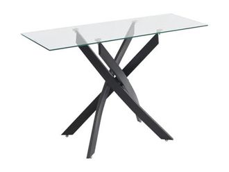 Vente-Unique Console en Verre trempé et métal Noir - Transparent - Cosima