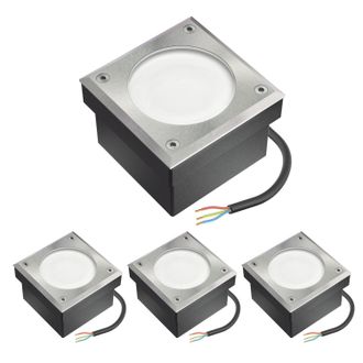 LEDs Com 4x LED Pflasterstein Bodeneinbauleuchte NEOLUM f&uuml;r au&szlig;en, IP67, eckig, 10 x10cm, inkl. GX53 Leuchtmittel, 51lm, warmwei&szlig;